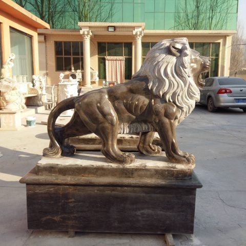 Black Lion Statue, Marble Lion In Pair for Front Door