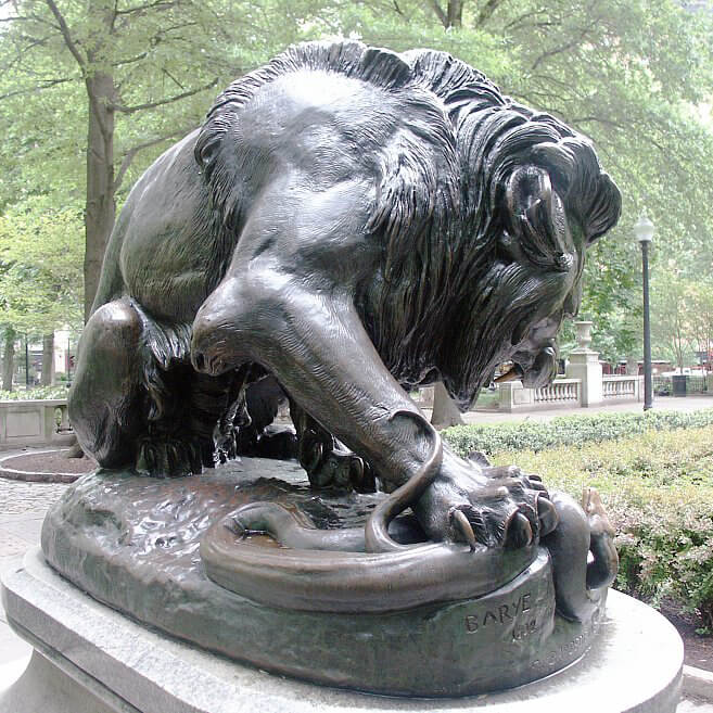 Lion and Snake Statue,Bronze Lion and snake sculpture
