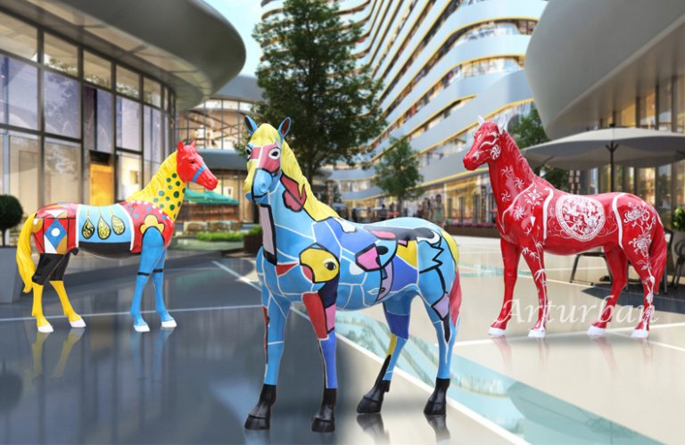 Painted Horse Statues