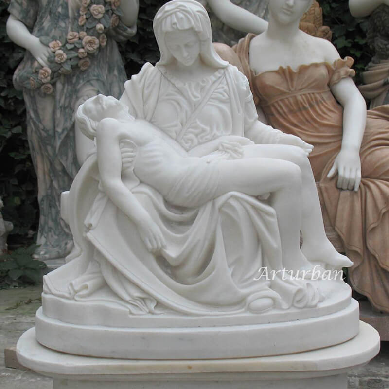Statue of Mary Holding Dead Jesus, marble stone Mary statue