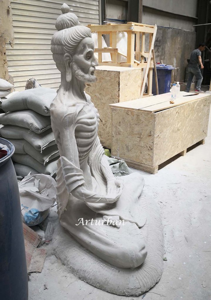 Large Sitting Starving Emaciated Buddha Statue for Sale