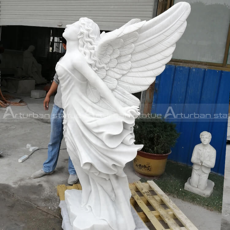 White Angel Statue Marble Beautiful Girl Angel Sculpture