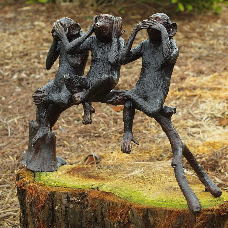 3 Wise Monkey Garden Statues Sitting On Branches 3 Wise Monkey Garden Statues Sitting On Branches