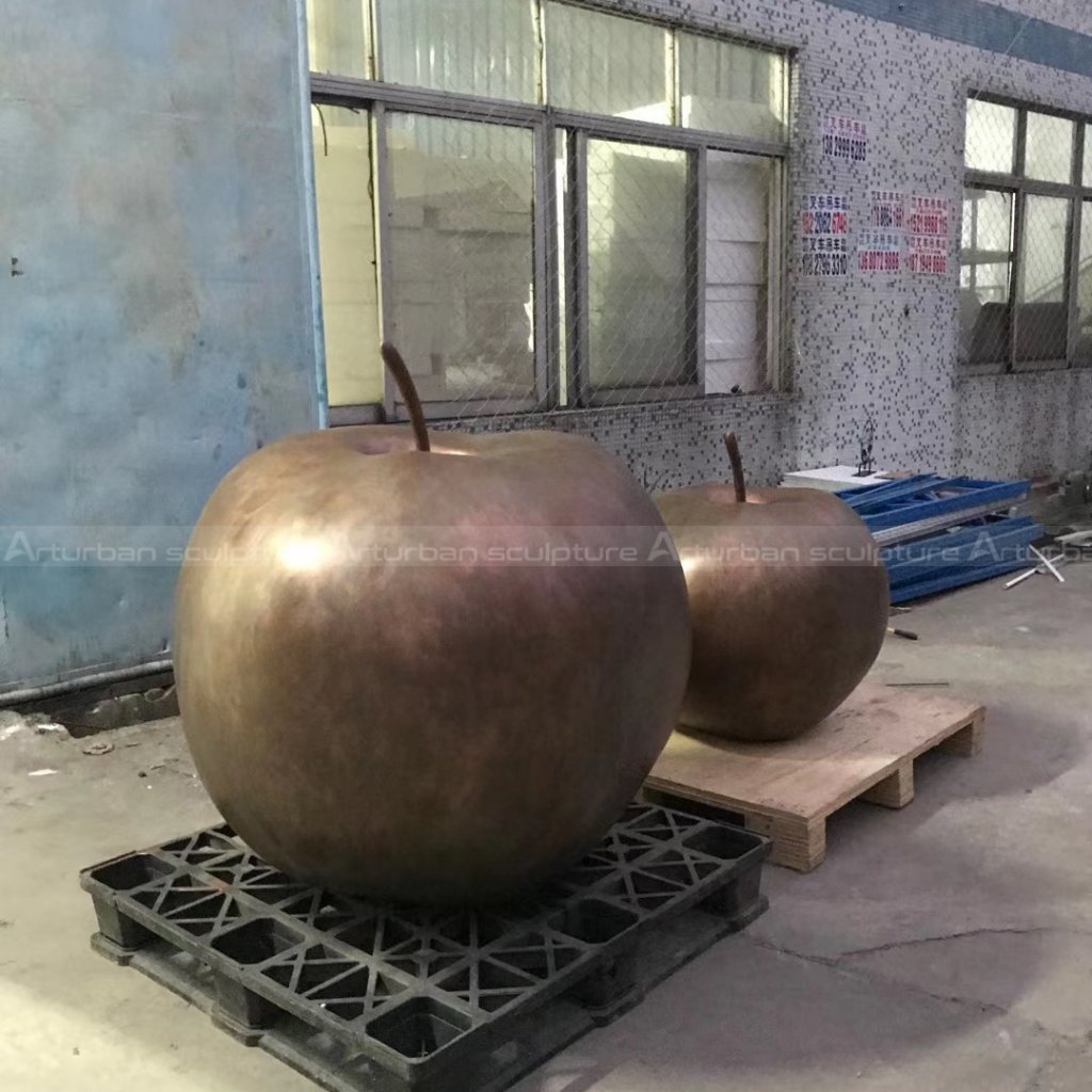 Large Apple Sculpture, Bronze Fruit Statue