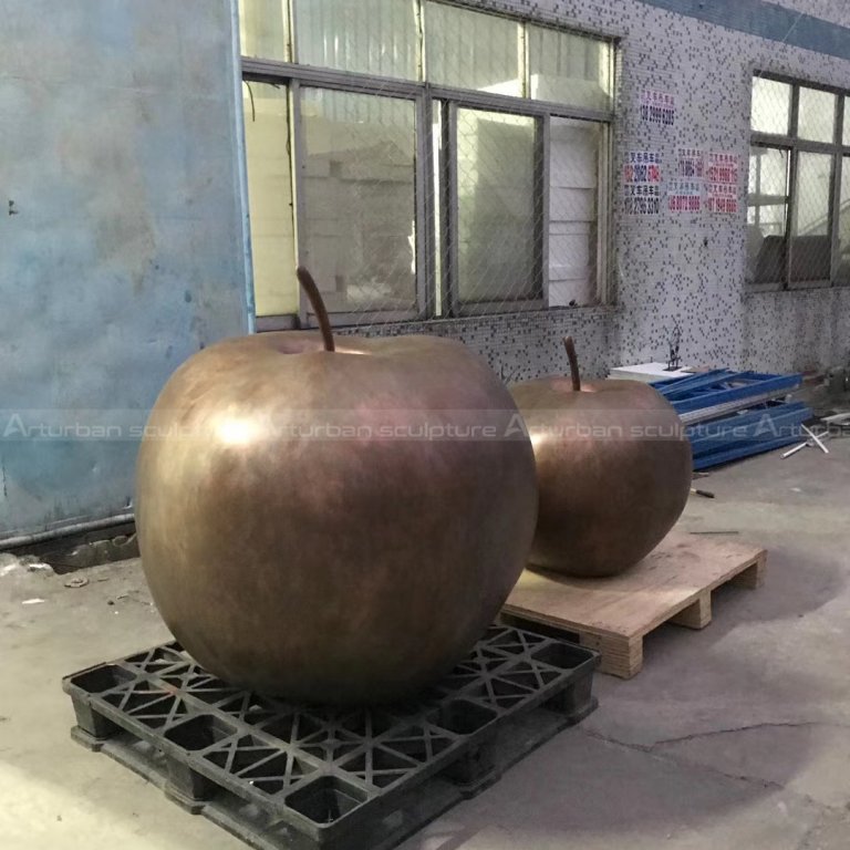 Large Apple Sculpture, Bronze Fruit Statue