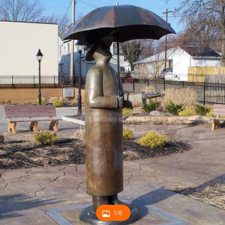 Abstract Figure Sculpture, Man Under Umbrella Statue
