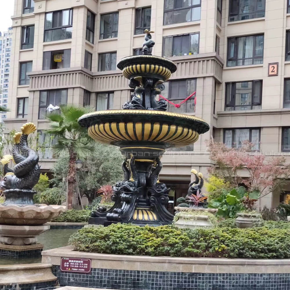 Fish Fountain Statue, Large Outdoor Fountain Sculpture