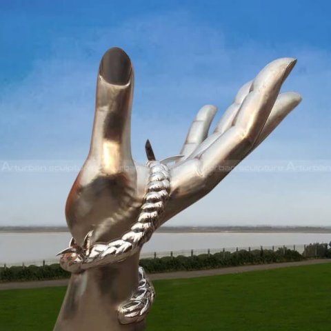 Big Hand Sculpture, Stainless Steel Large Outdoor Hand Statue