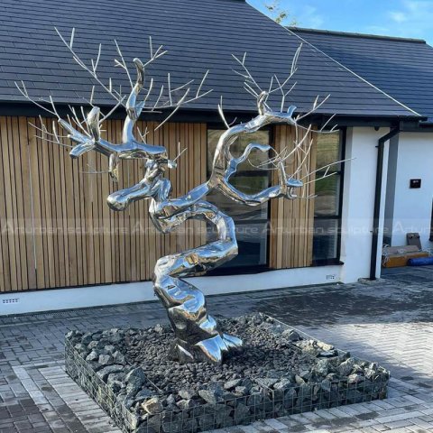 Stainless Steel Tree Sculpture, Metal Abstract Tree Statue