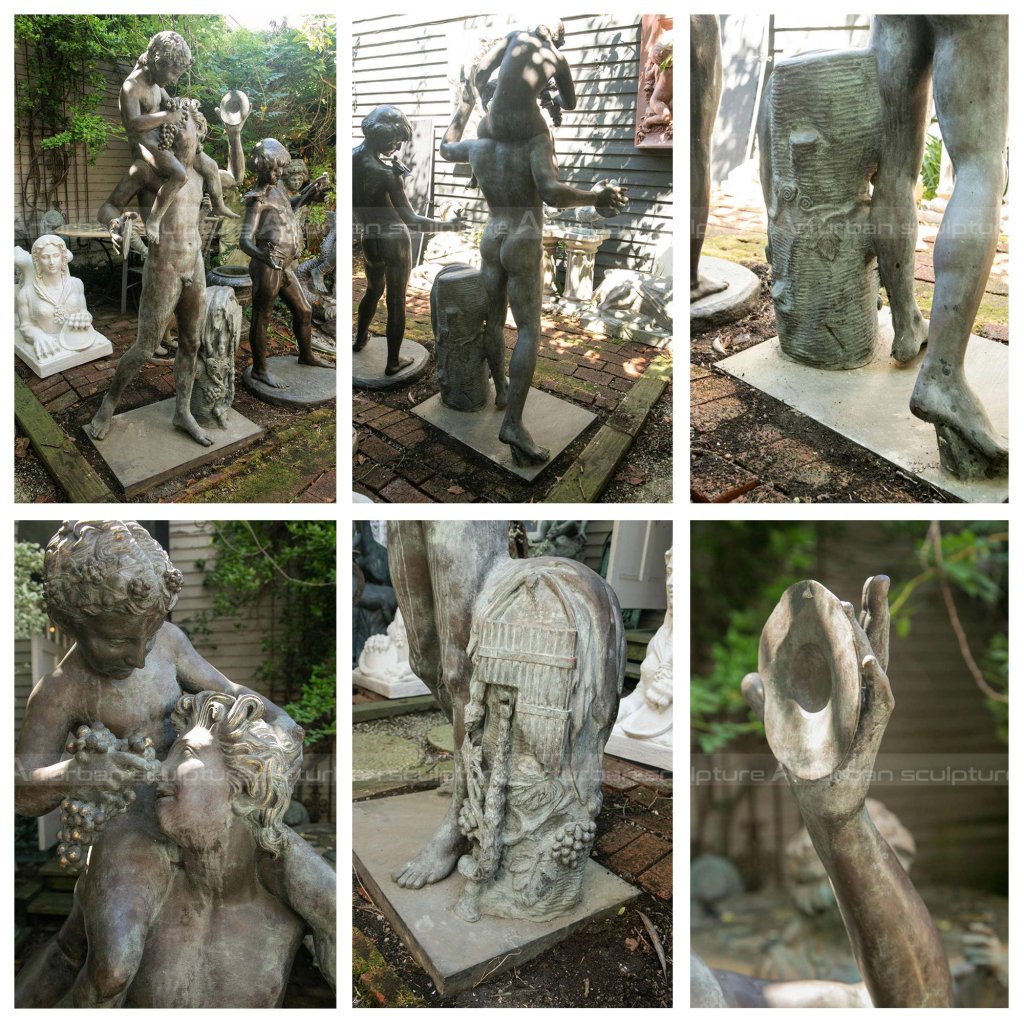 Bronze Satyr Statue, Satyr With Dionysus as Child