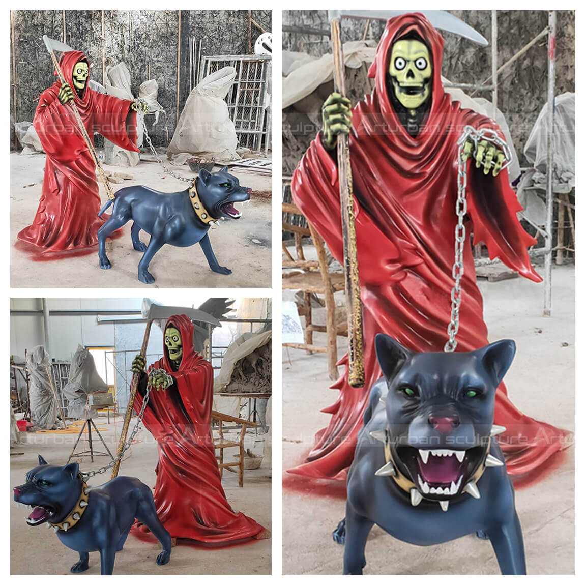 God of Death Statue, The God of Death with Dog Sculpture