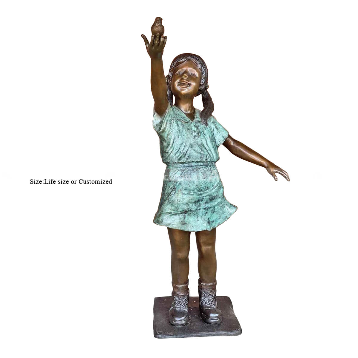 Little Girl Garden Statues Girl Release Bird Sculpture