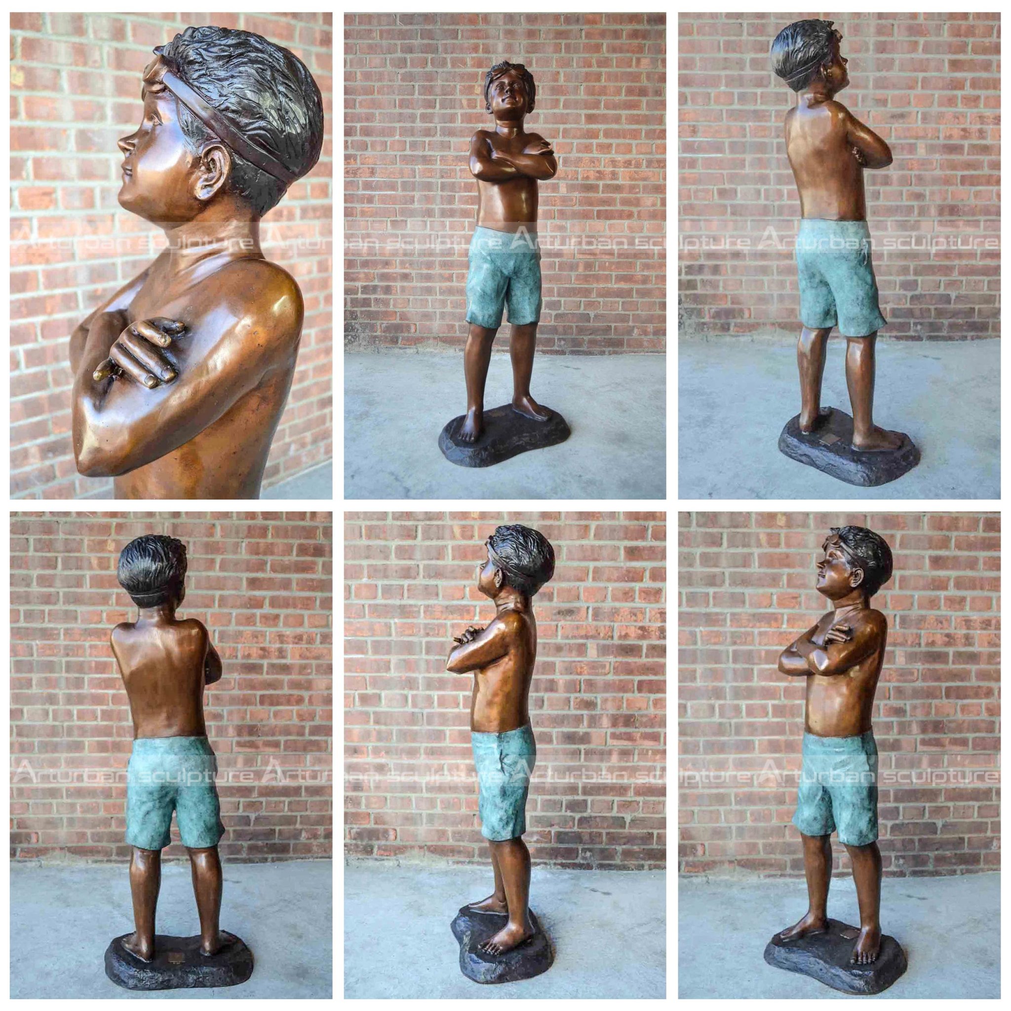 Swimming Boy Statues