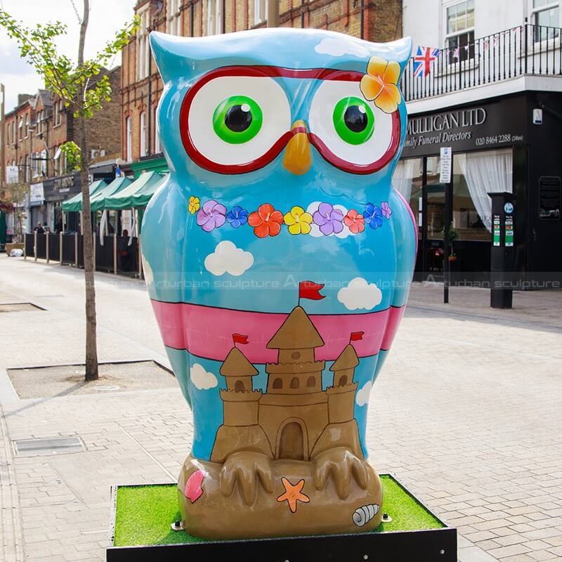 Painted Owl Statue