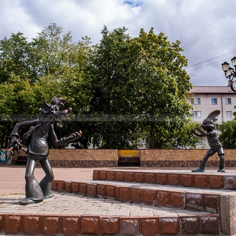 Wolf and Rabbit Sculpture