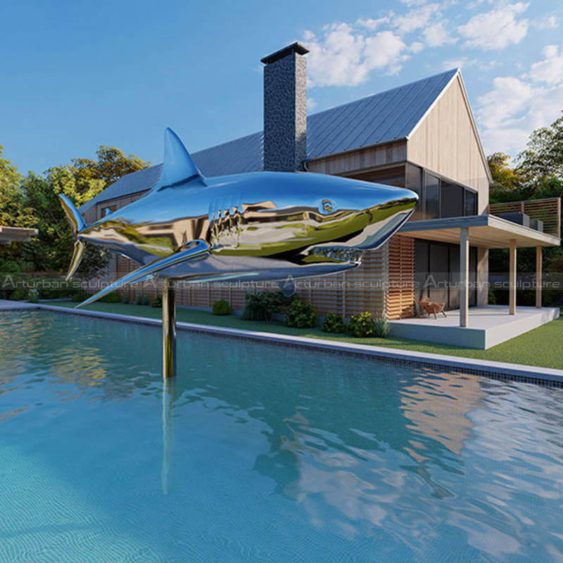 Silver Shark Sculpture