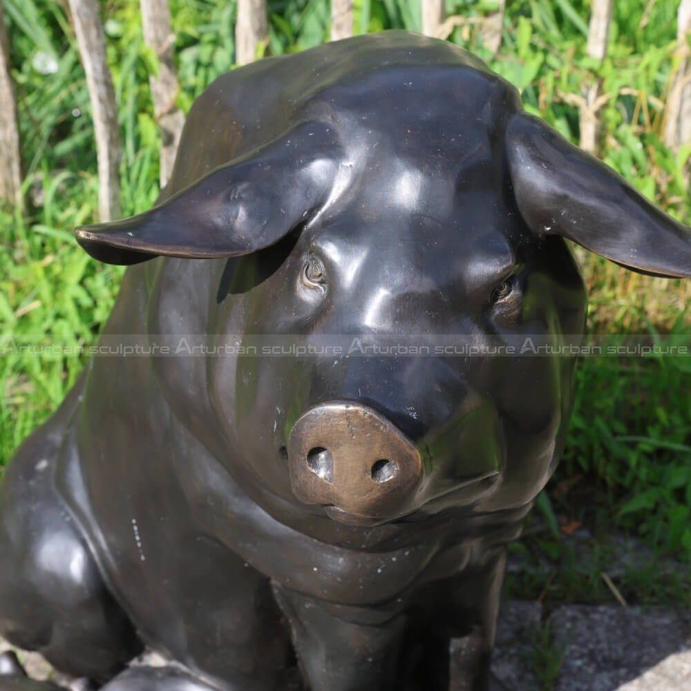 Bronze Pig Sculpture