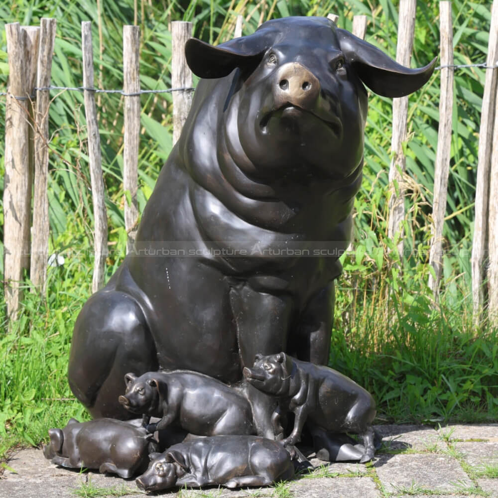 Bronze Pig Sculpture