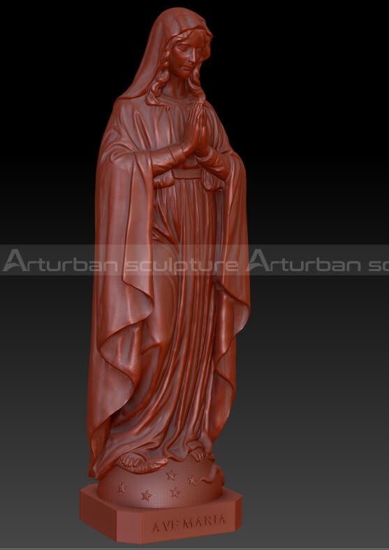 Marble Virgin Mary Statue