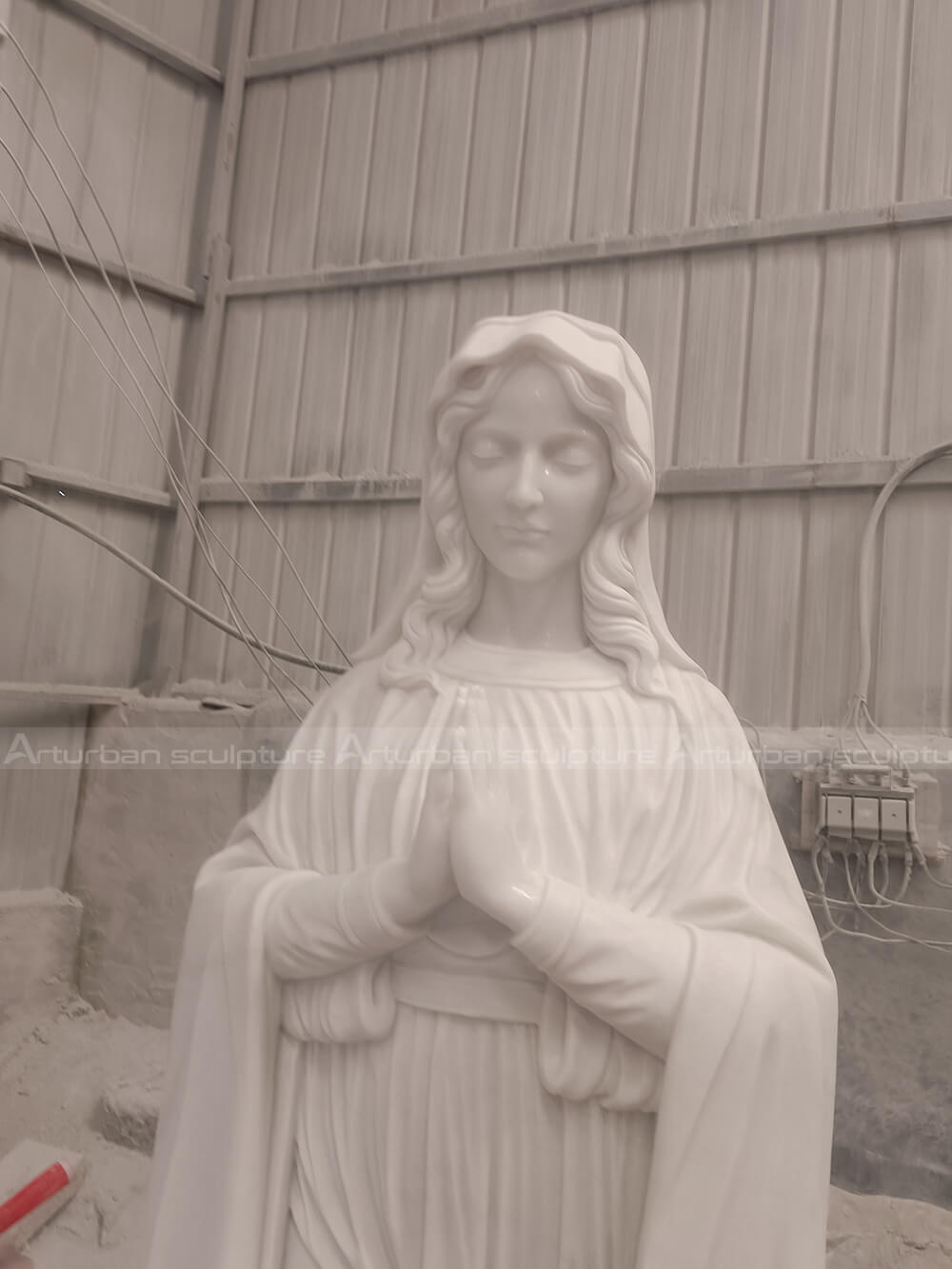 Marble Virgin Mary Statue