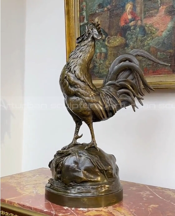 bronze rooster sculpture