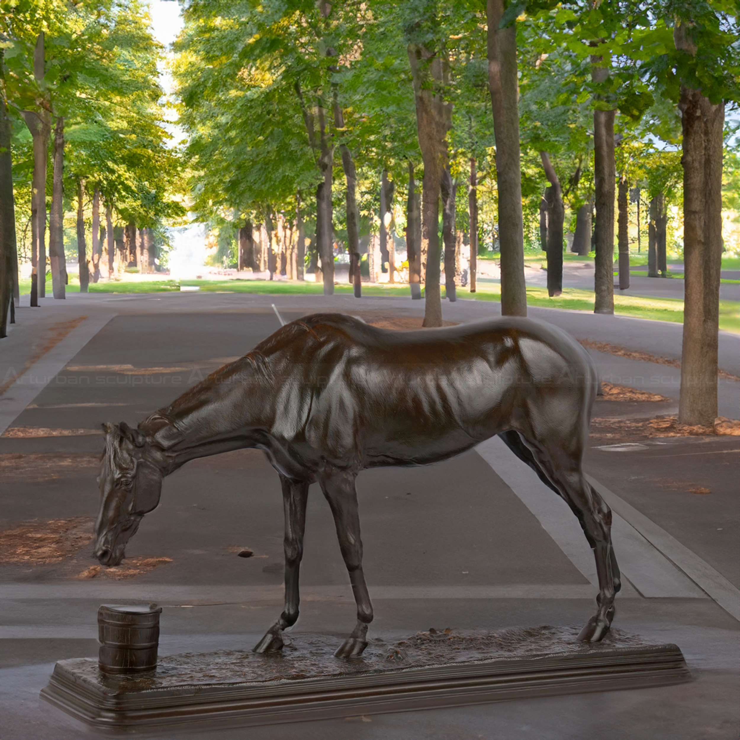 Horse Drinking Water Statue - Arturban Statue
