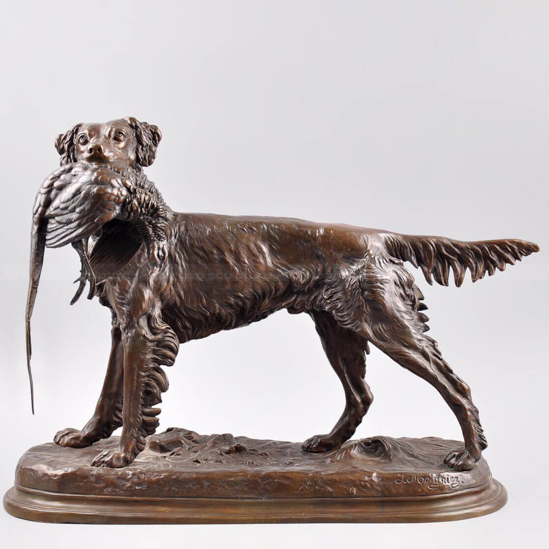 bronze hunting dog sculpture - Arturban Statue