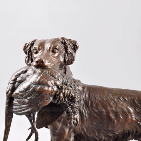 bronze hunting dog sculpture - Arturban Statue