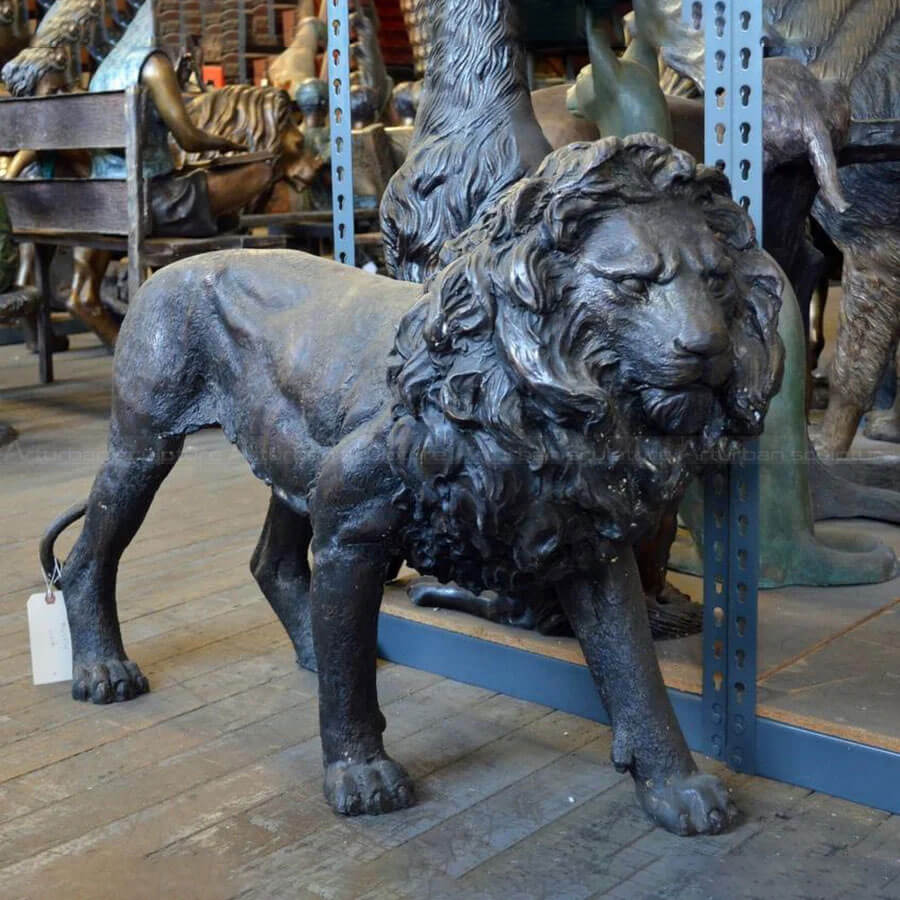 Vintage Bronze Lion Statue - Arturban Statue