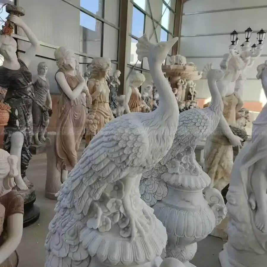 White Peacock Statue - Arturban Statue